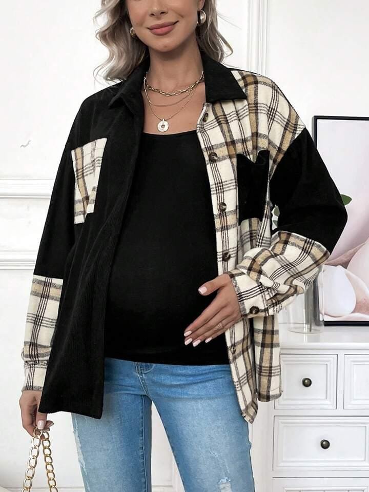 Sobrecamisa fina a cuadros beige y negra | Saldos Vip | Tienda virtual